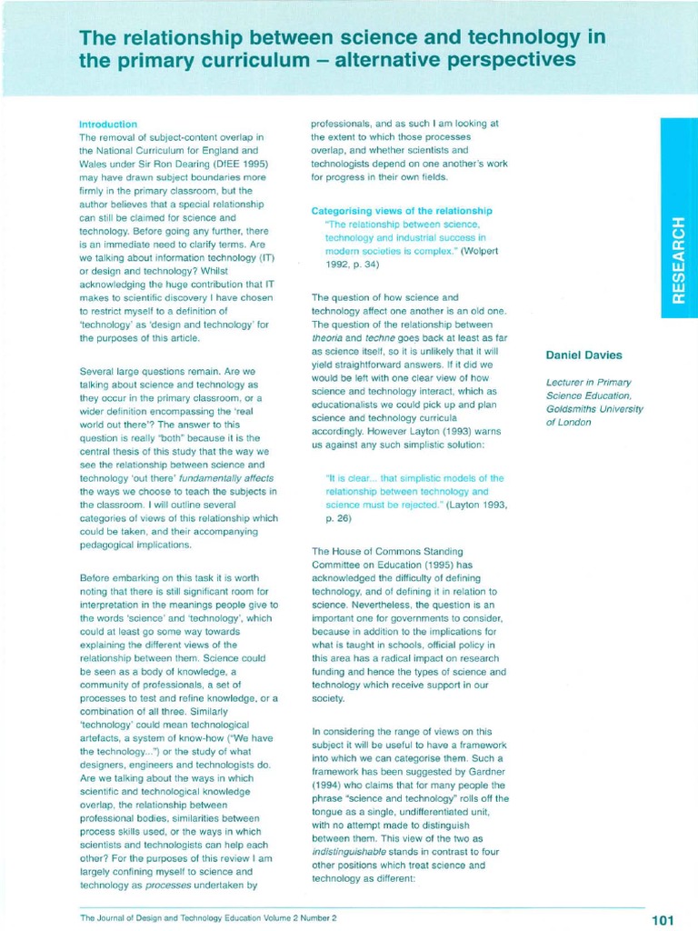 The Relationship Between Science and Technology in The Primary ...