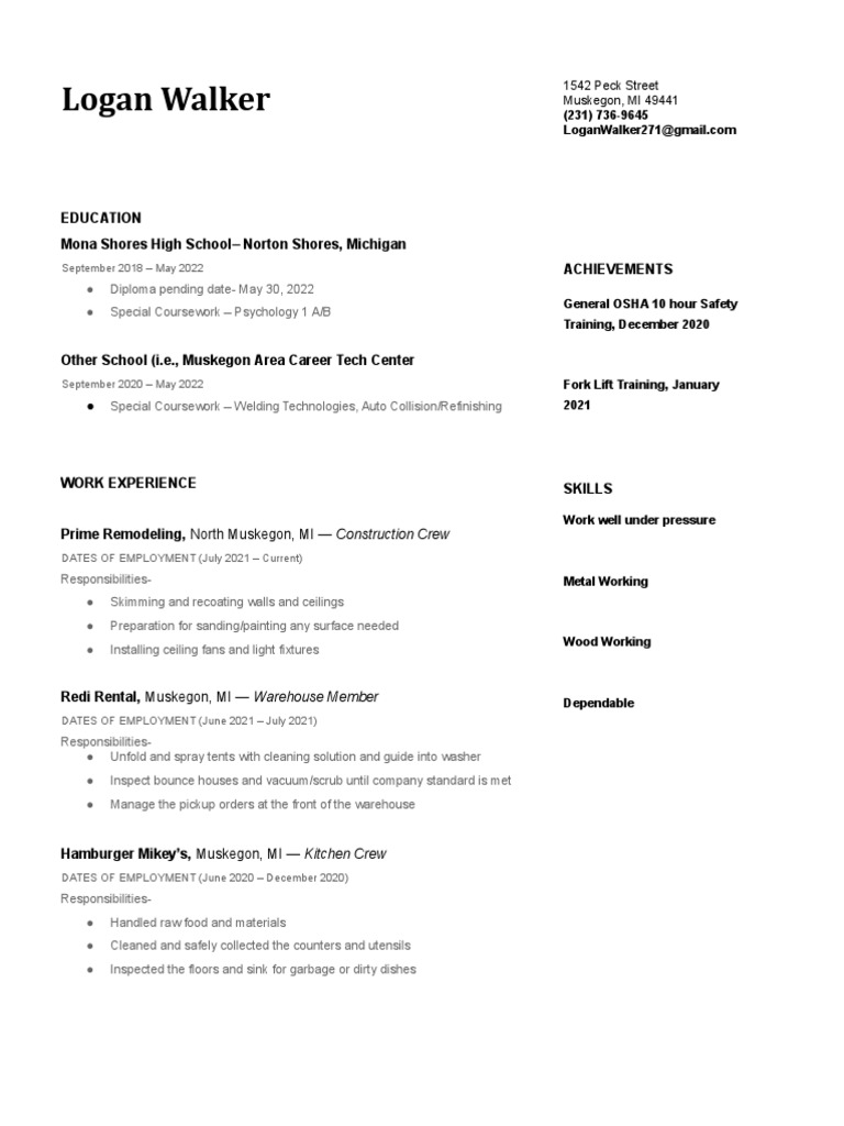 Logan Walker's Resume | PDF
