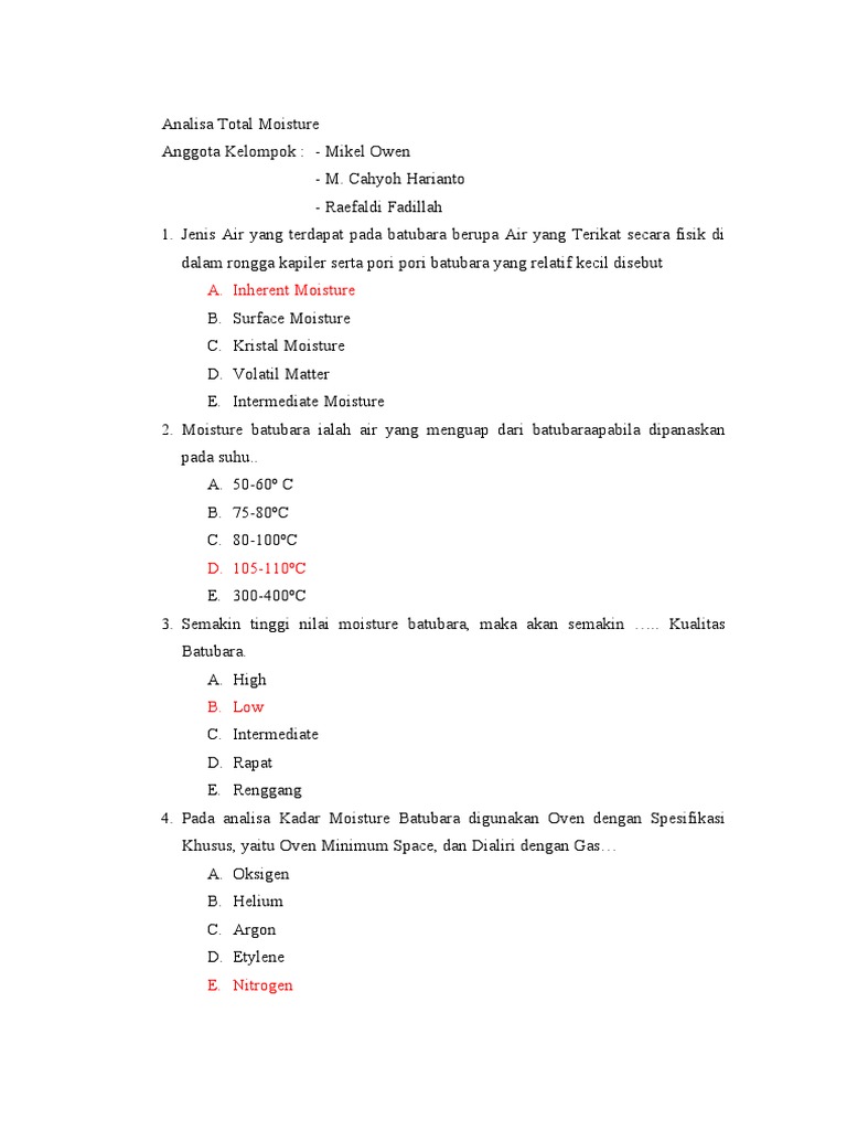 Analisis Total Moisture Batubara | PDF