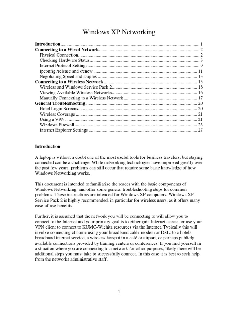 Windows XP Networking | PDF | Virtual Private Network | Windows Xp