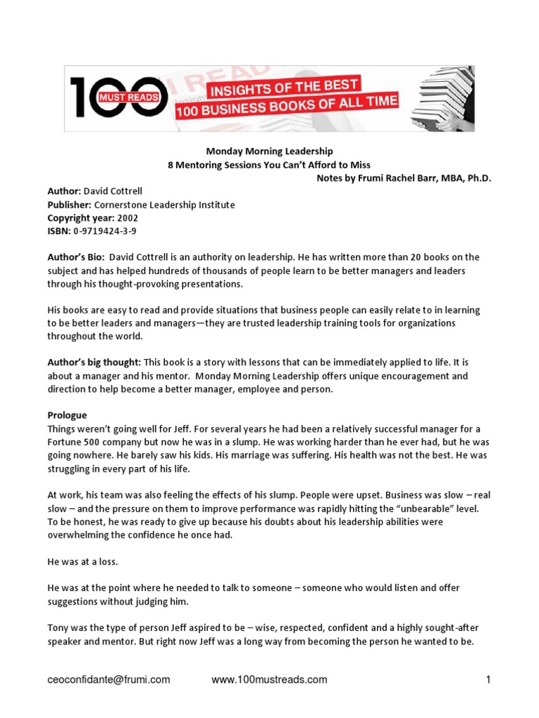 Monday Morning Leadership | PDF | Leadership | Motivational