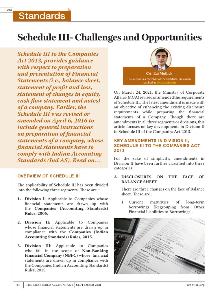CA Journal - Article On Schedule III | PDF | Loans | Audit