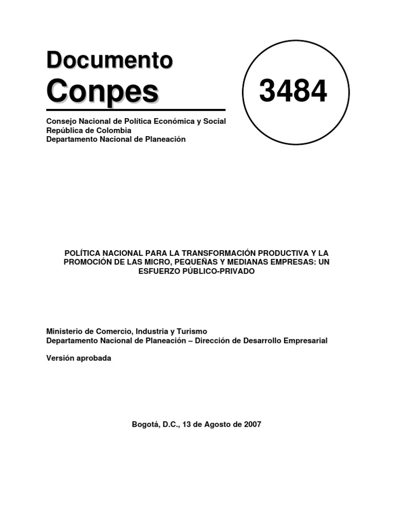 Conpes 3484 | PDF | Pequeñas y medianas empresas | Business