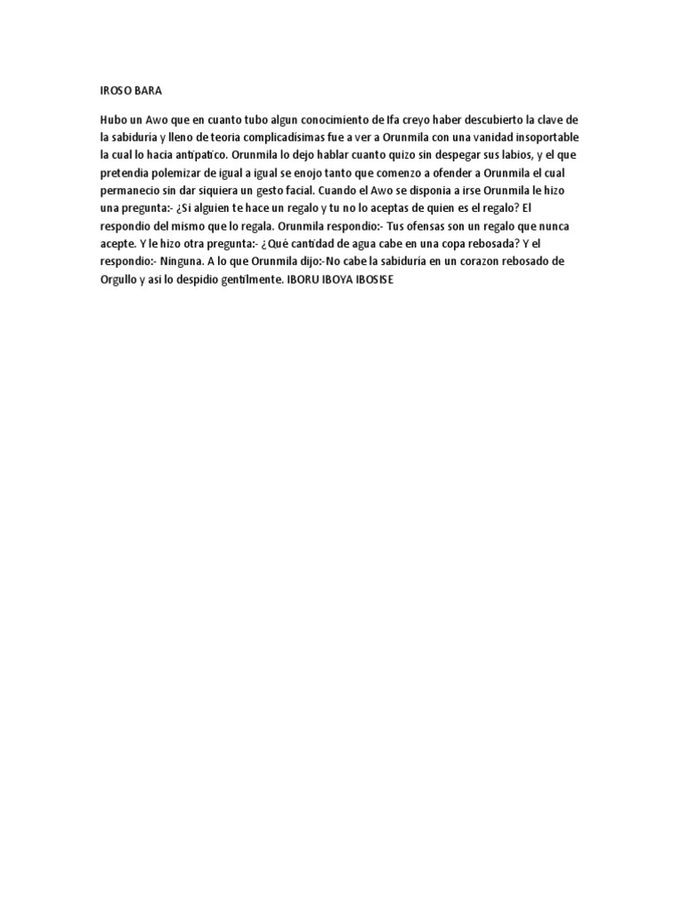 Iroso Obara: Lecciones de Sabiduría | PDF