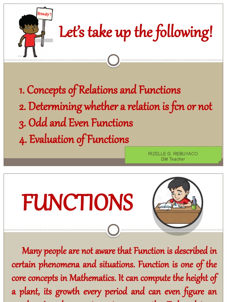 Concepts of Functions, Function of Not, Odd & Even FCNS, and Evaluation of Functions | PDF ...
