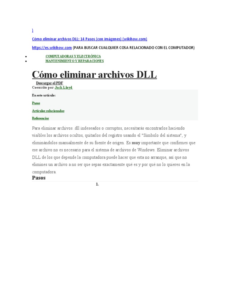 TUTORIAL - Cómo Eliminar Archivos DLL | PDF | Archivo de computadora | Ventana (informática)
