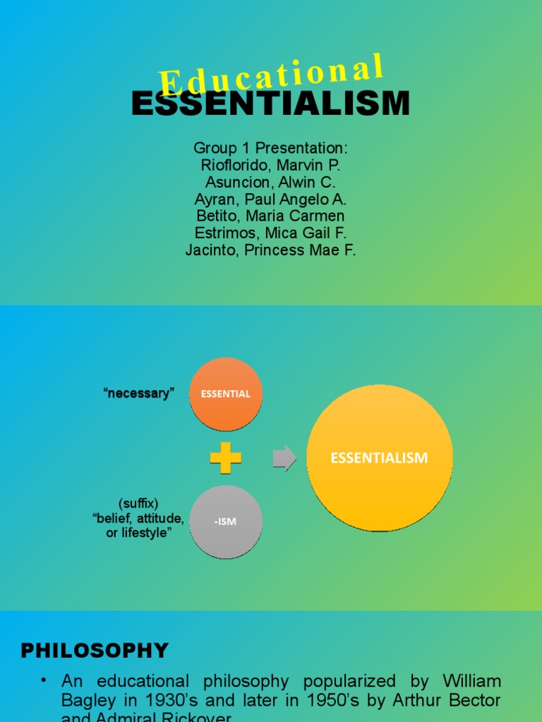 Group 1 Math Essentialism Take 2 | PDF | Philosophy Of Education | Knowledge