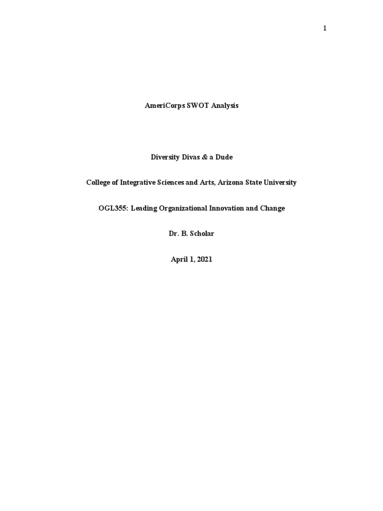 Ogl 355 Module 3 Americorps Swot Paper | PDF | Swot Analysis | Automation
