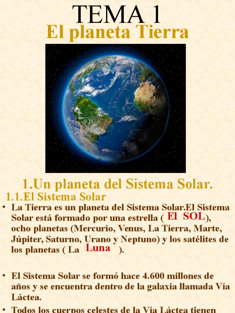Tema 1 El Planeta Tierra | PDF | Sistema solar | Planetas