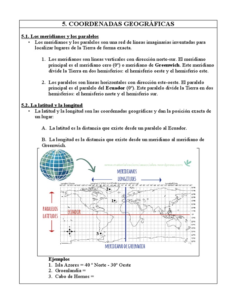 Ficha Coordenadas Geográficas | PDF
