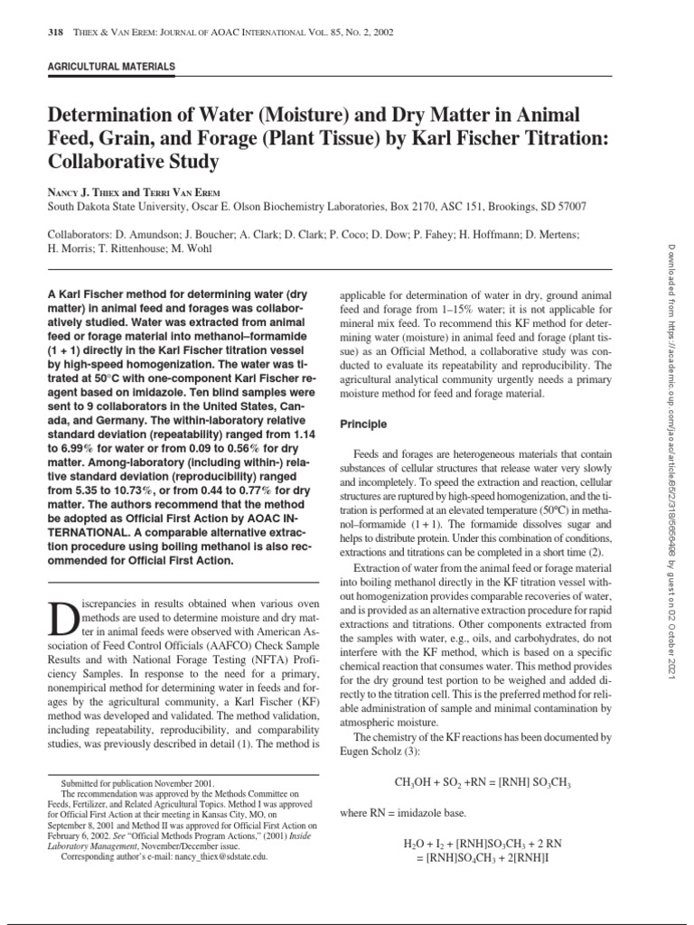 Determination of Water Moisture & Dry Matter in Animal Feed, Grain ...