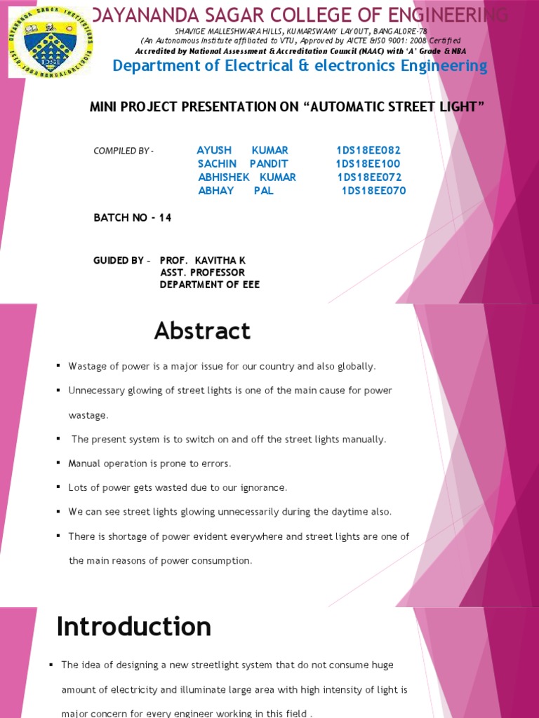 Department of Electrical & Electronics Engineering: Mini Project ...