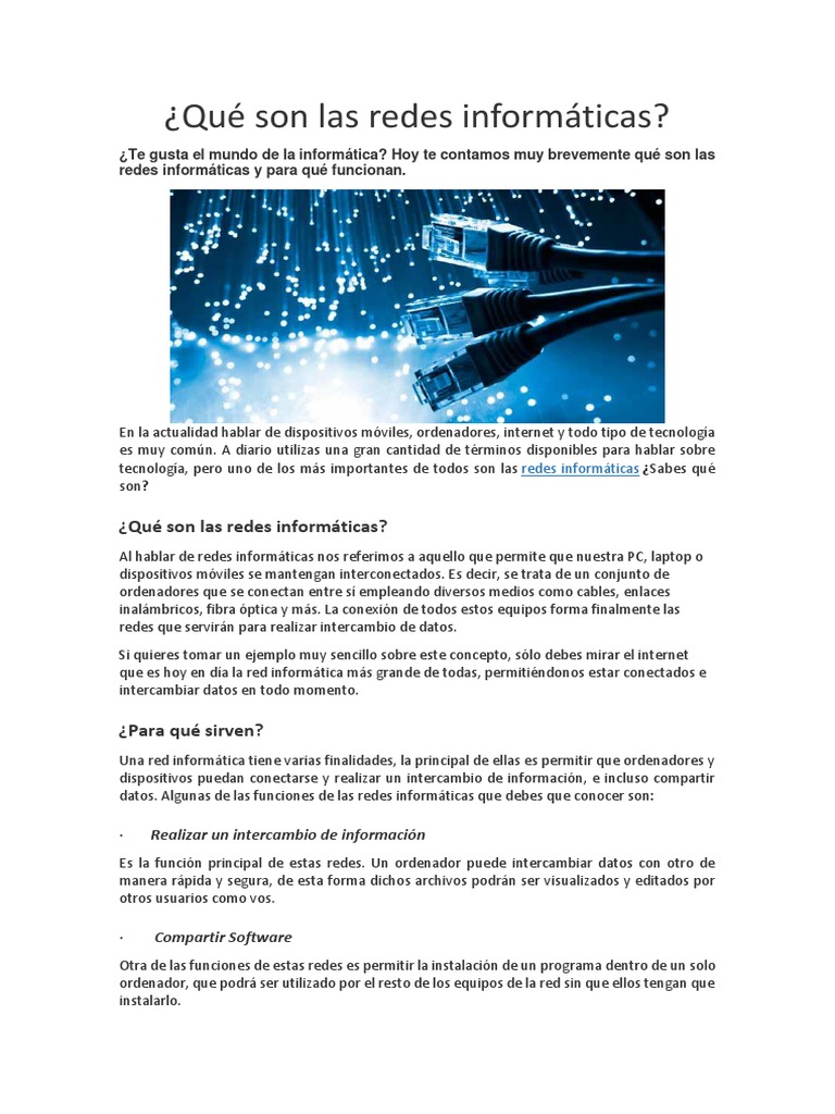 Lectura_Redes_Informáticas | PDF | Red de computadoras | Hardware de la ...