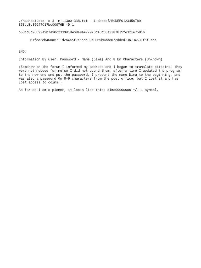 Decrypting Passwords to Recover Lost Bitcoin Wallet Access | PDF