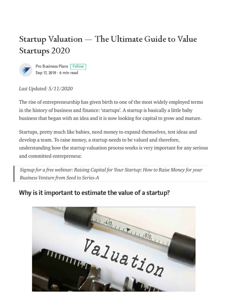 Startup Valuation - The Ultimate Guide To Value Startups 2020 - by Pro ...