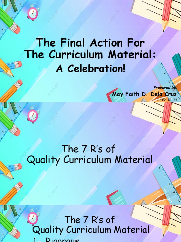 The Final Action For The Curriculum Material: A Celebration! | PDF ...