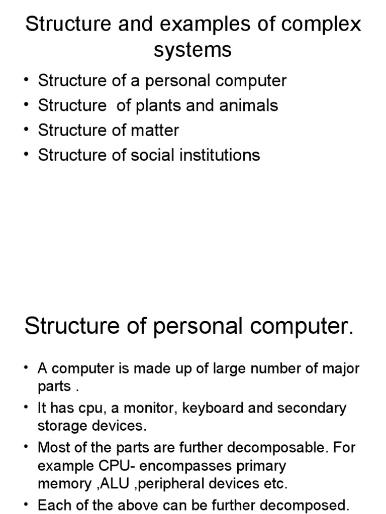 Structure and Examples of Complex Systems | Download Free PDF | Class ...