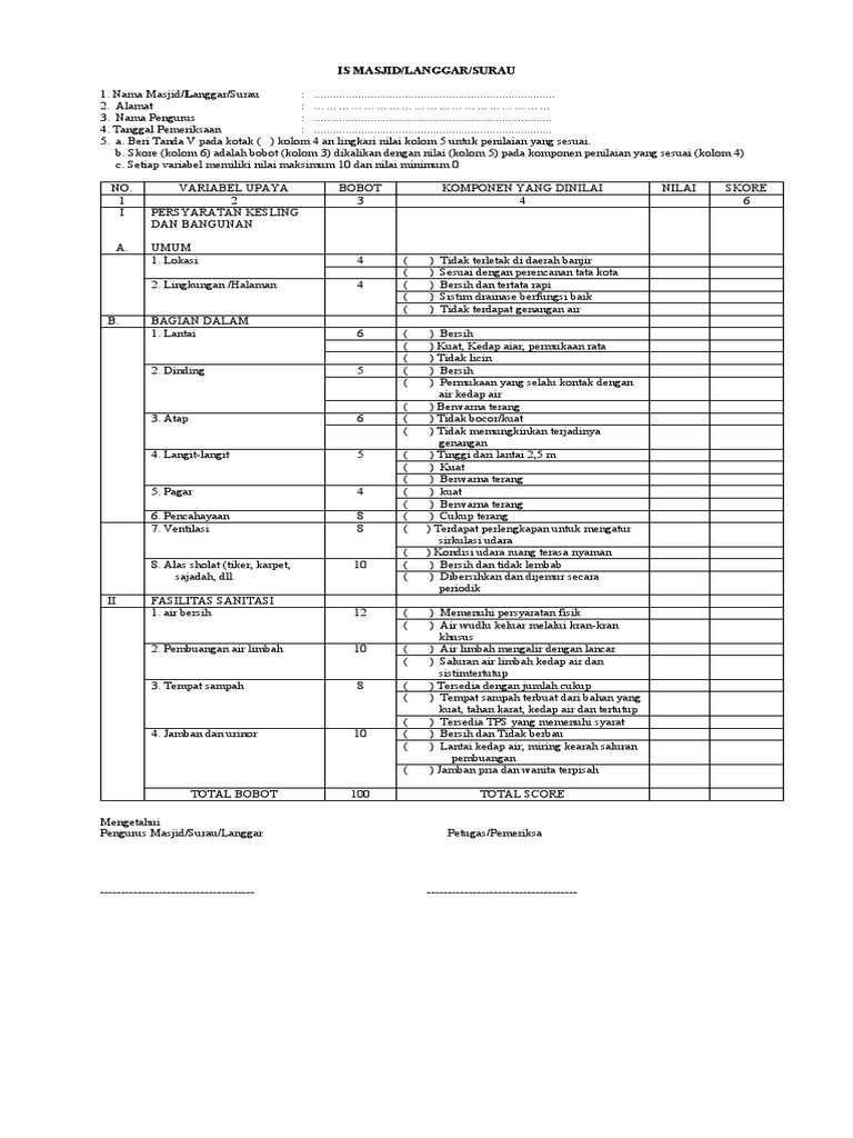 Form TTU Masjid & Pasar | PDF