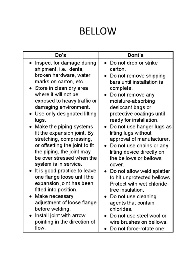 Installation and Inspection Guide for Bellows Expansion Joints | PDF ...