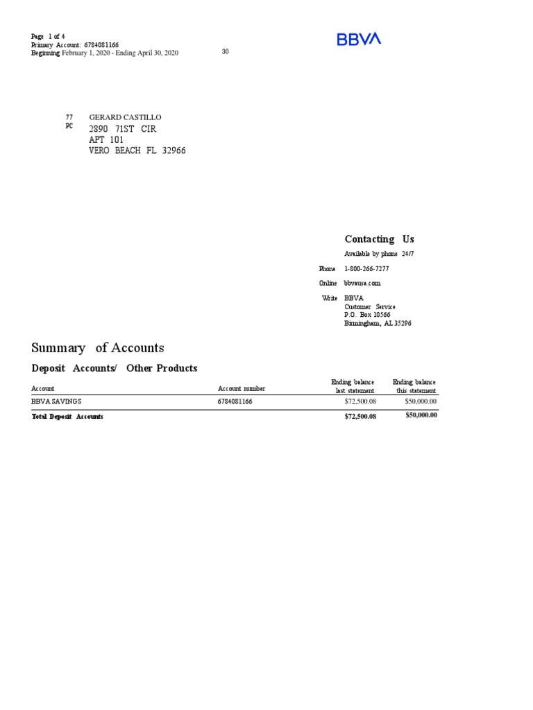 Summary of Accounts: Contacting Us | PDF | Overdraft | Cheque