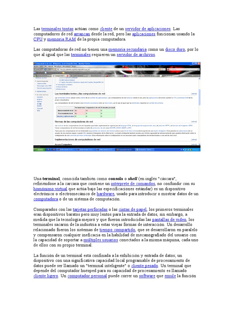 Las Terminales Tontas Actúan Como Cliente de Un Servidor de ...