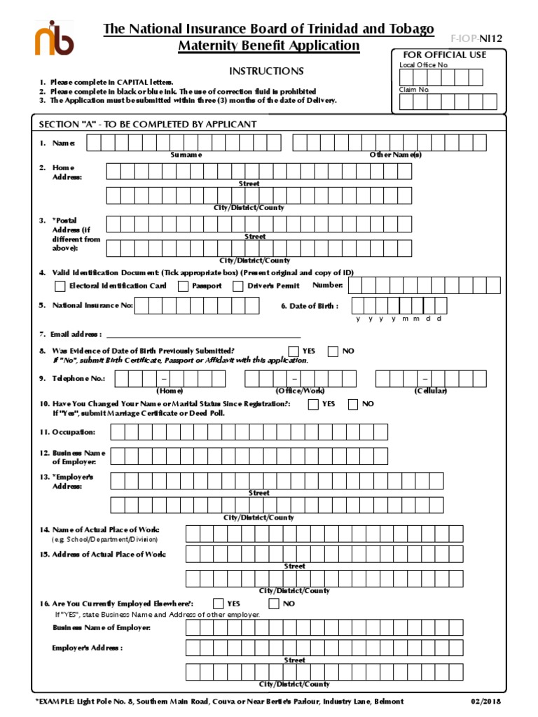 The National Insurance Board of Trinidad and Tobago Maternity Benefit ...
