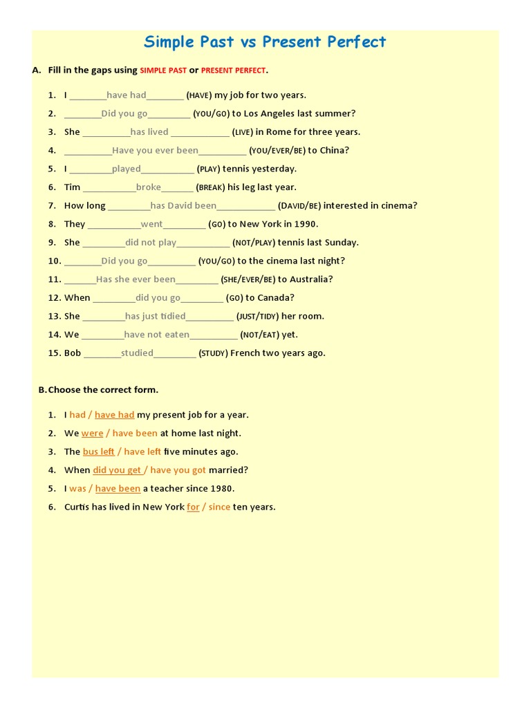 Past Simple - Present Perfect | PDF