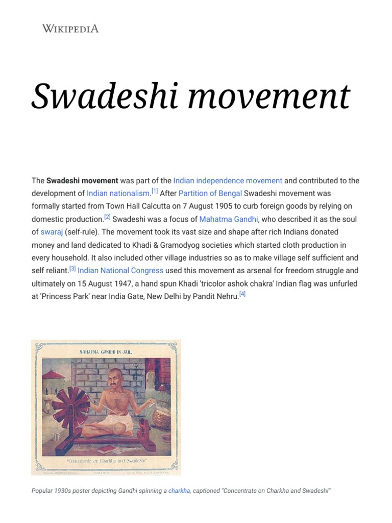 Swadeshi Movement - Wikipedia | PDF | Indian Independence Movement ...