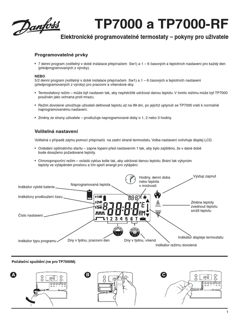 Návod K Obsluhe Termostat Danfos TP7000 | PDF
