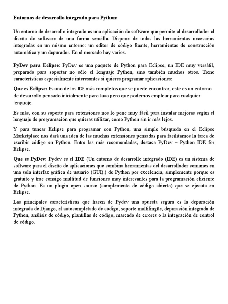 Entornos de Desarrollo Integrado para Python | PDF | Arte | Informática