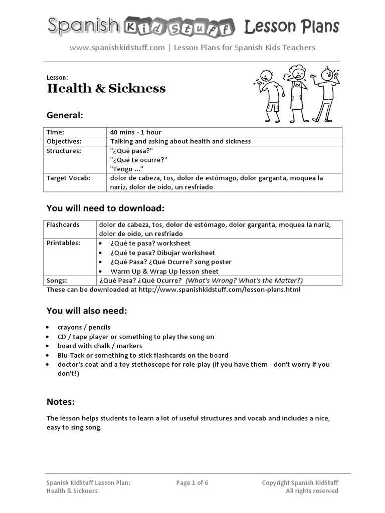 Health Sickness Lesson Plan | PDF | Cognition