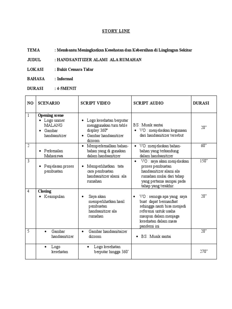 STORYLINE KKN Kelompok 23 Rahmat Hidayat 18023000248 | PDF