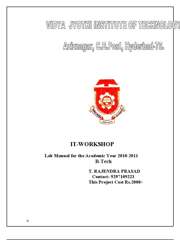 IT WorkShop Lab Manual | PDF | Computer Network | Internet Protocol Suite