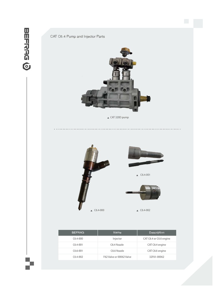 Cat Injector and Pump Product List | PDF | Valve | Pump