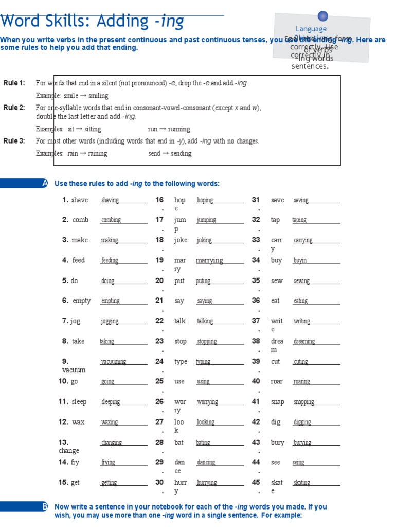 ADD ING Verbs | PDF | Language Families | Language Mechanics
