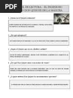 Preguntas Control de Lectura Don Quijote | PDF | Don Quijote | Caballero