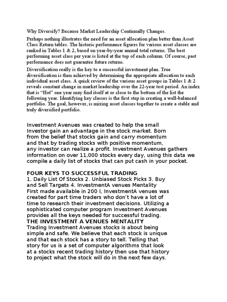 Why Diversify Your Investments Pdf Investor Investing