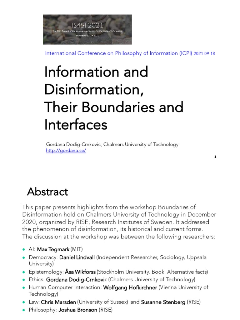 Information and Disinformation, Their Boundaries and Interfaces | PDF ...