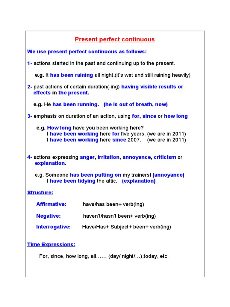 Present Perfect Continuous | PDF