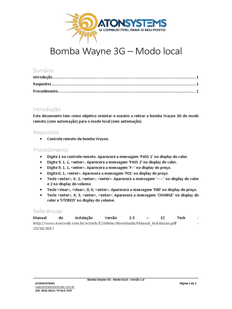 Bomba Wayne 3g Modo Local | PDF