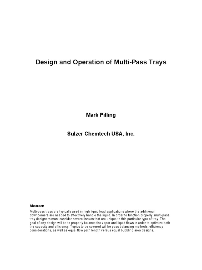 Multipass Tray Design | Download Free PDF | Liquids | Fluid Dynamics