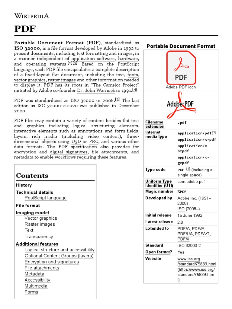 Portable Document Format (PDF), Standardized As ISO 32000, Is A File ...