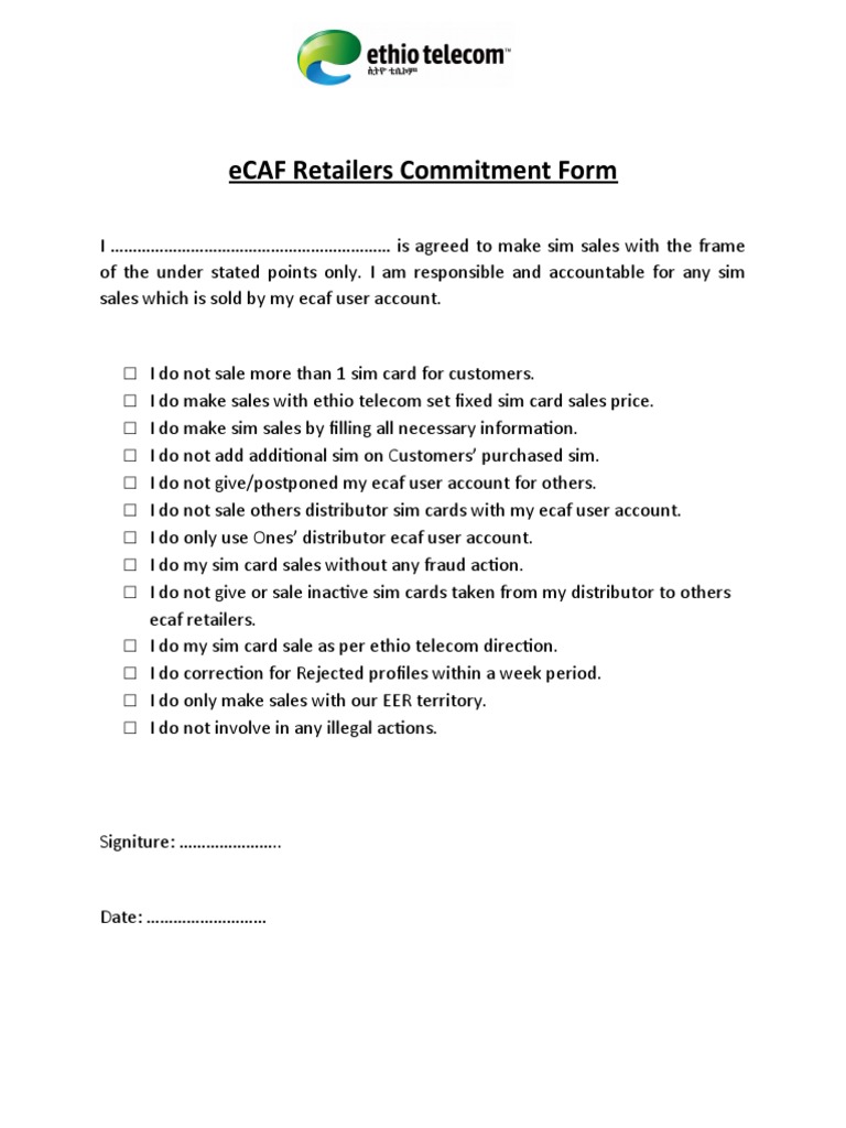eCAF Retailers Commitment Agreement | PDF