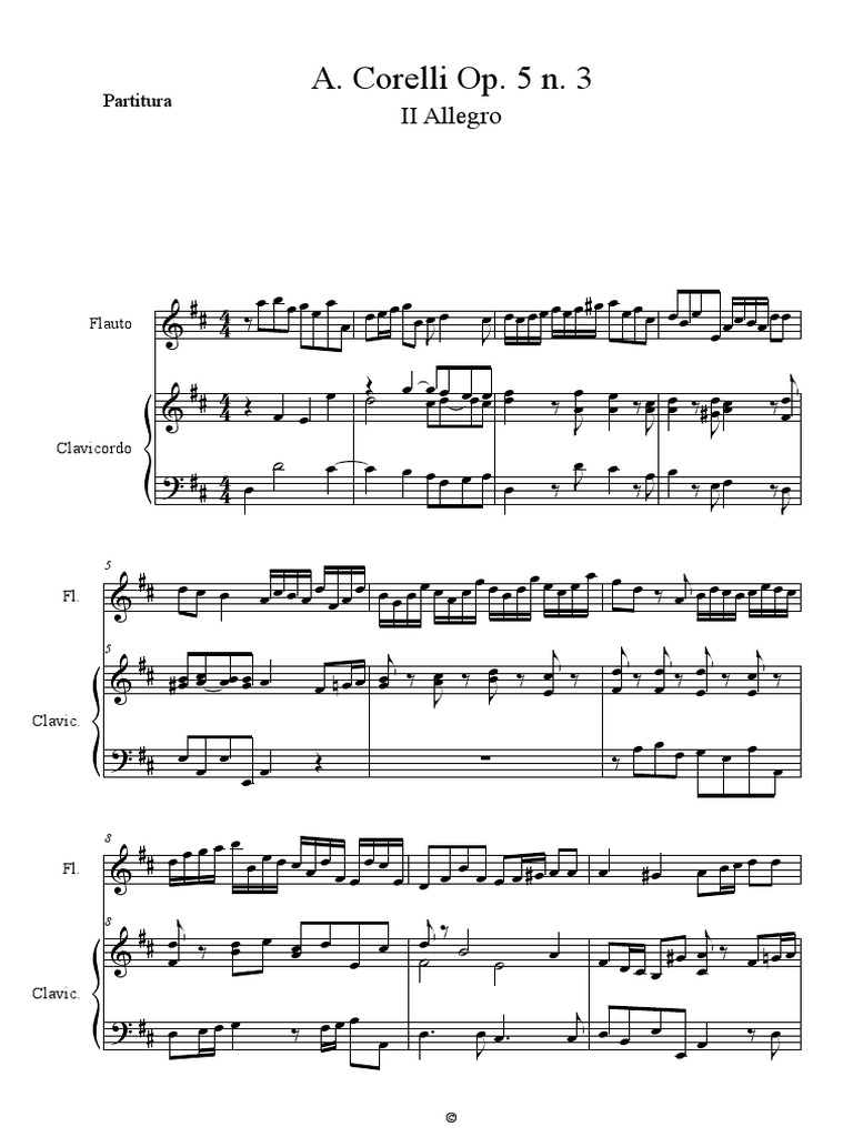 Corelli - Op 5 N 3 - Allegro 2 | PDF