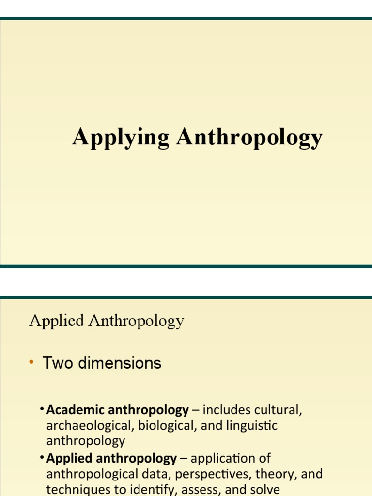 Overview of Applied Anthropology | PDF | Anthropology | Medical ...
