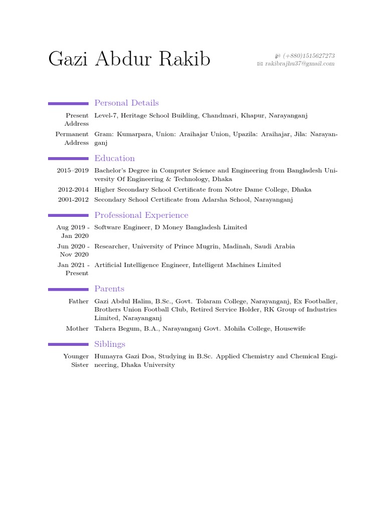 Gazi Abdur Rakib Biodata | PDF | Qualifications | Titles