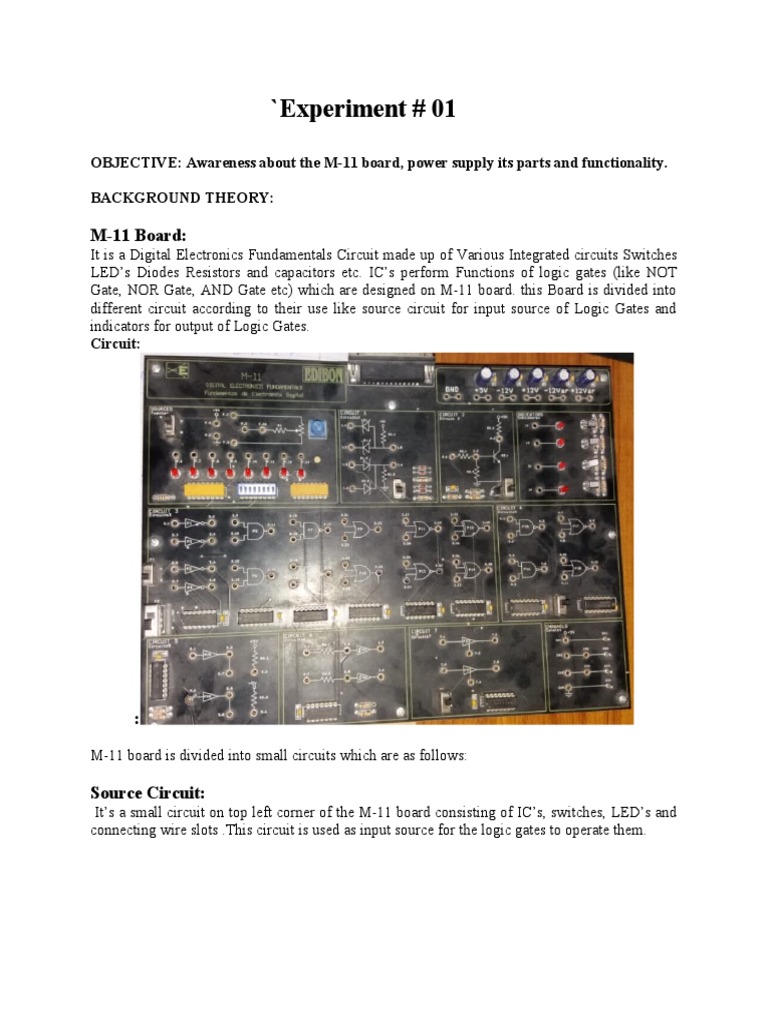 Experiment 1 DLD Lab | PDF | Electronic Circuits | Logic Gate