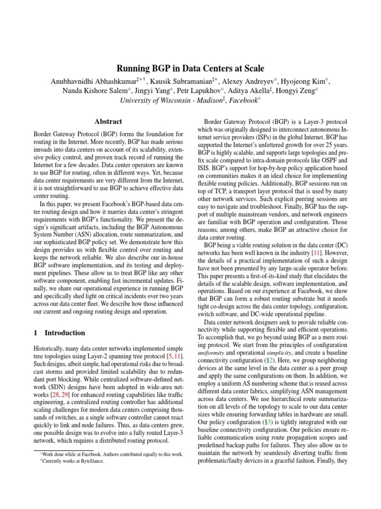 Running BGP in Data Centers at Scale Final | PDF | Routing | Computer ...