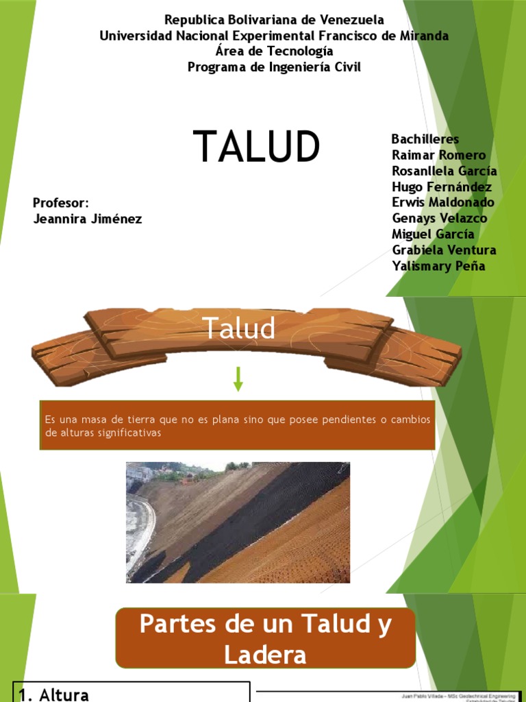 Partes y Tipos de Taludes en Ingeniería | PDF | Erosión | Roca (geología)