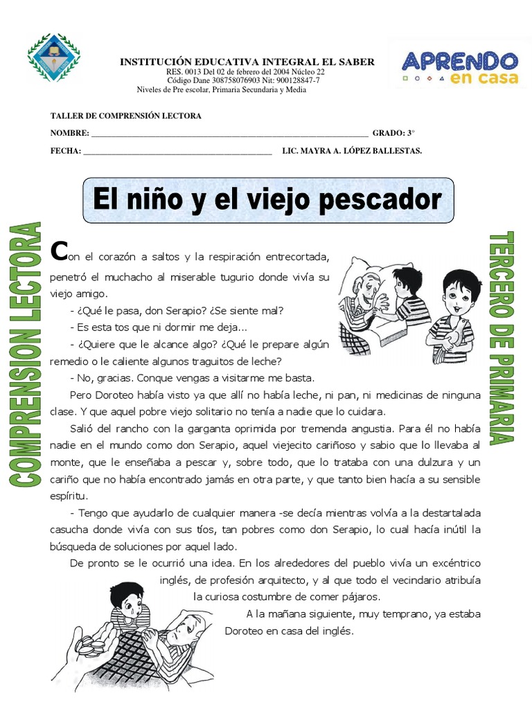 Taller de Comprensión Lectora 3° Primaria | PDF